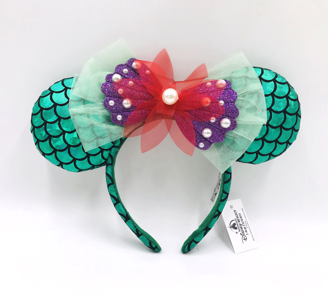 DIS Ney park Little Mermaid Ariel bow mouse ears headband green party ...