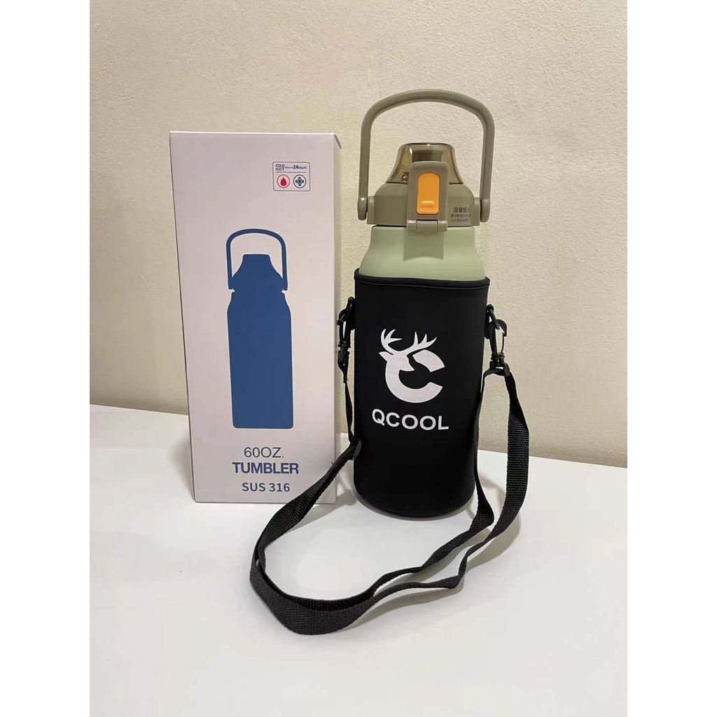 ((ขวดน้ำเด็ก)) เตรียมไป โรงเรียน กระเป๋าสายสะพาย สำหรับใส่ขวดน้ำใหญ่ QCOOL CILLE 1.7L สินค้า ...