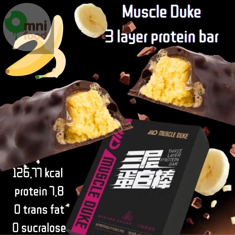 muscle duke 3 layers protein bar banana cocoa (MFG 26122022 shelf life ...