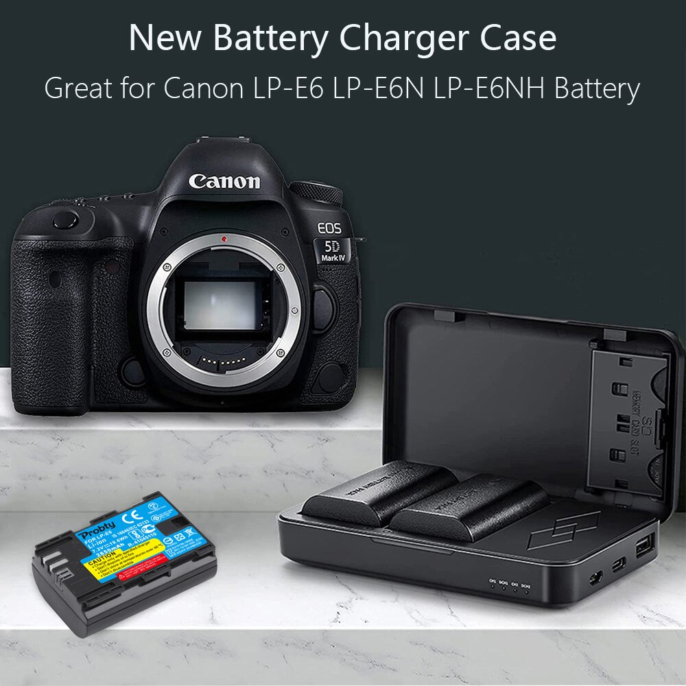 2650Mah LP-E6 LPE6 LP E6 E6N Battery Charger Case For Canon EOS 5DS R ...