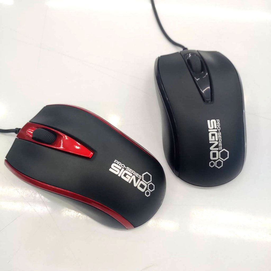 SIGNO MO-270 เมาส์มีสาย USB WIRED BESICO OPTICAL MOUSE (สีดำ/สีดำ-แดง) - NT COM - ThaiPick
