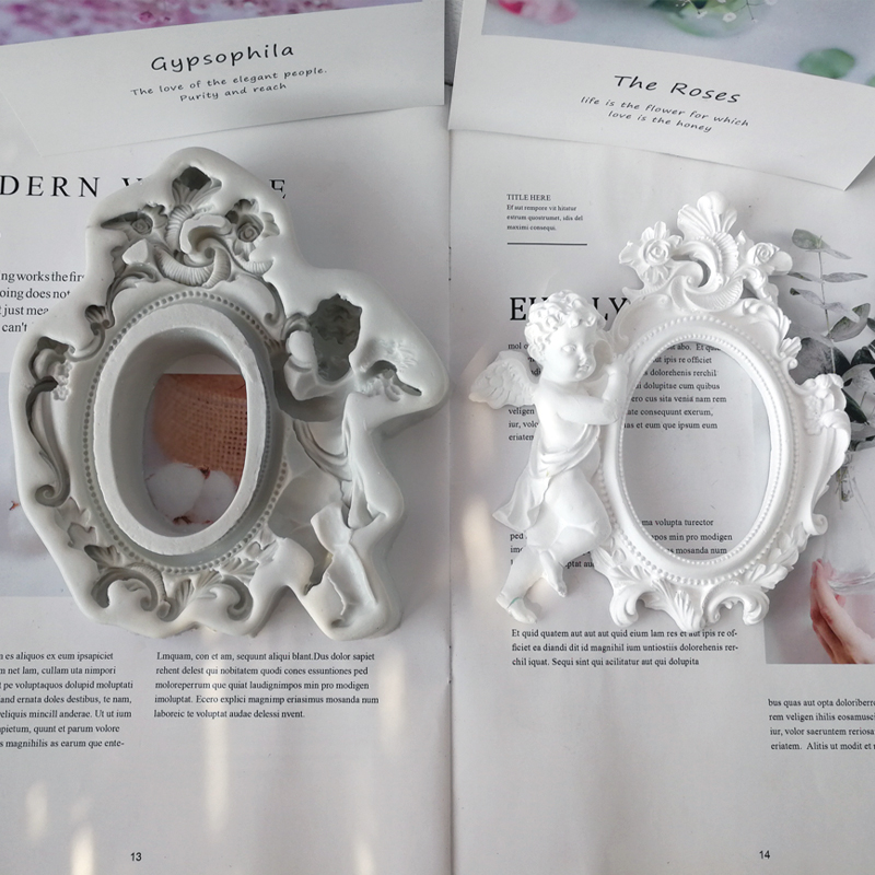 Angle Mirror Frame Aroma Wax Silicone mold For Car Pendant Gypsum ...