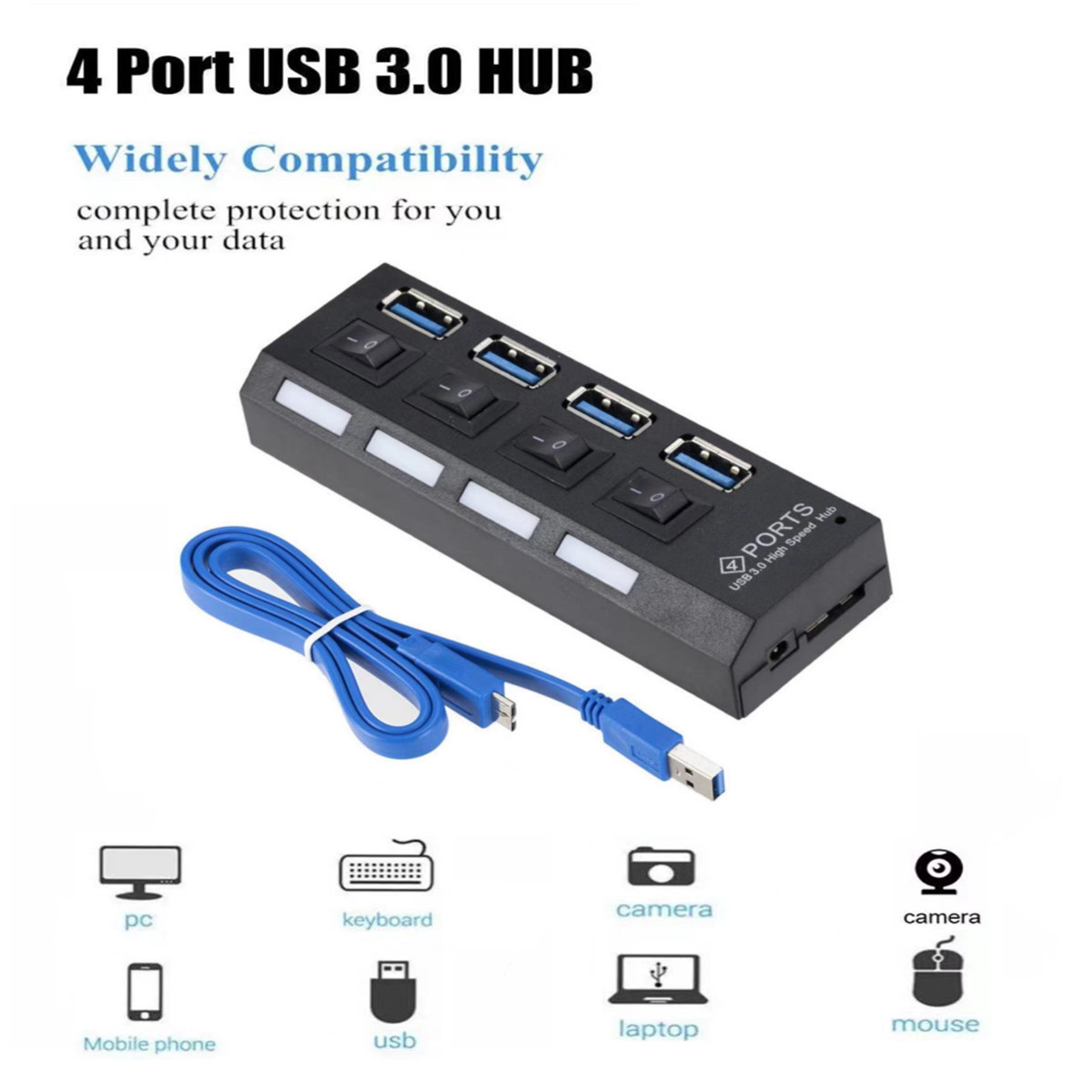 ช่องต่อUSB 3.0 Hub Combo Splitter 4 Port ON OFF - GMY SHOP - ThaiPick