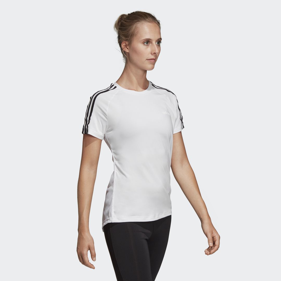 adidas TRAINING เสื้อยืด Design 2 Move 3-Stripes ผู้หญิง สีขาว DS8723 ...