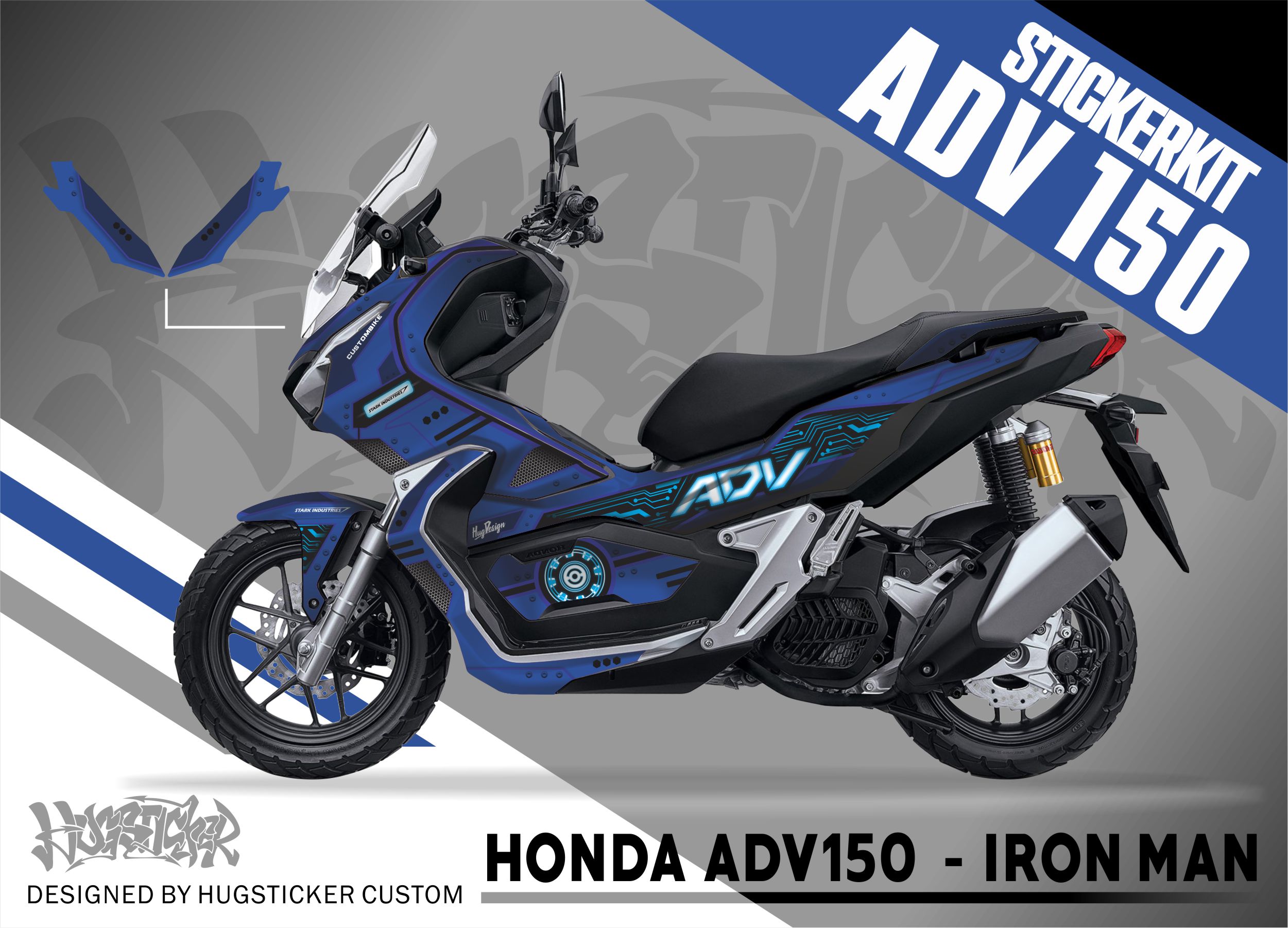 สติ๊กเกอร์ Honda Adv 150 - ลาย IRON MAN | Lazada.co.th