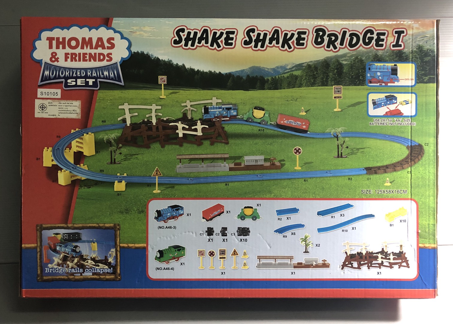 THOMAS SHAKE SHAKE BRIDGE 1 รถไฟโทมัส+ราง+ 2 โบกี้พ่วง มีไฟ มีเสียง(NO ...