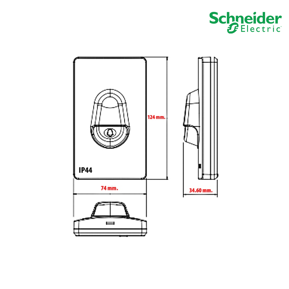 Schneider Electric สวิตช์กดกระดิ่งกันน้ำพร้อมไฟสัญญาณสีฟ้า IP44 สีเทา ...