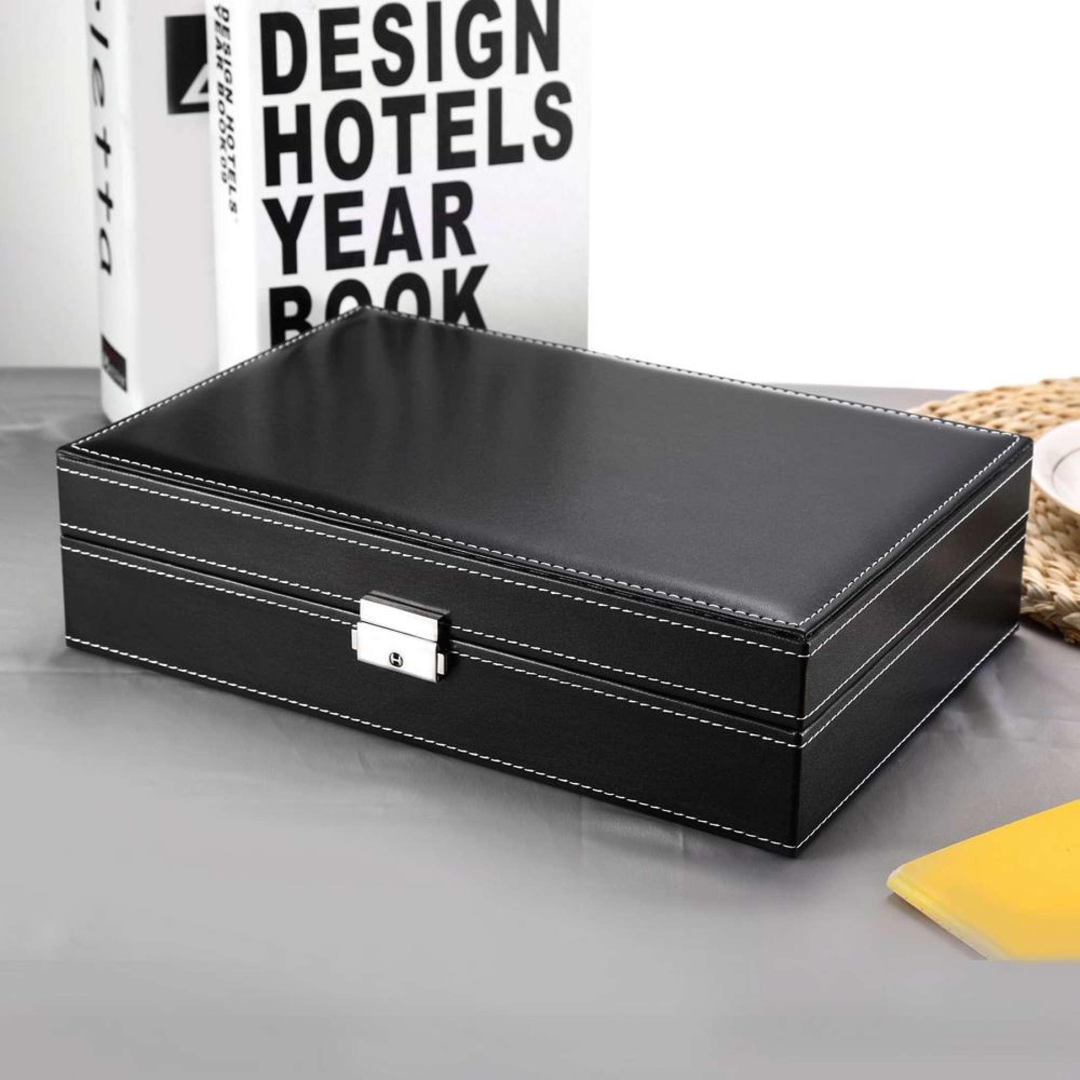 Eco Home 8 Watch Jewelry Wallet Display & Storage Box PU Leather Case ...