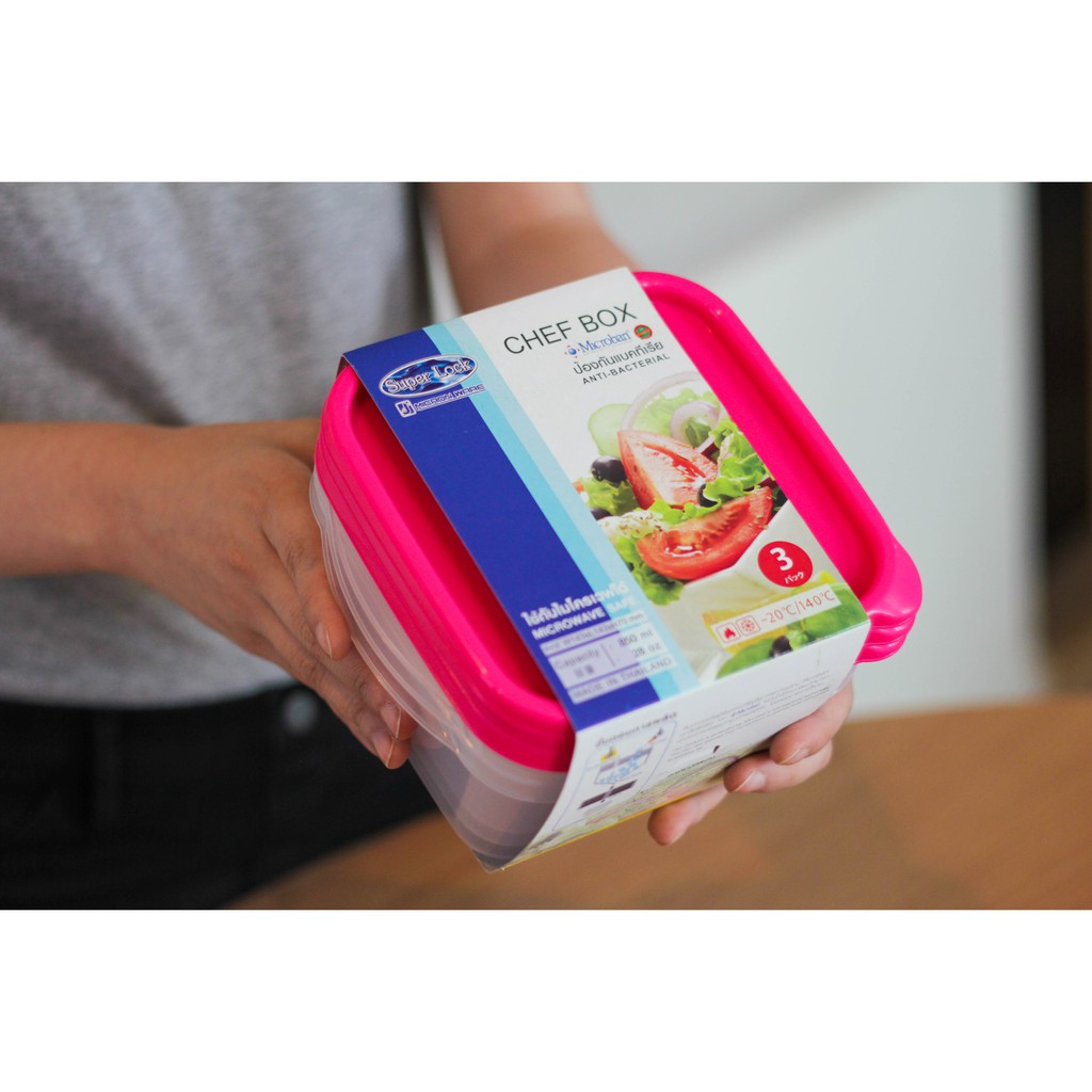 แพ็ก 6 กล่อง 12 ชิ้น Super Lock กล่องใส่อาหาร Chef Box ทรงสี่เหลี่ยม ...