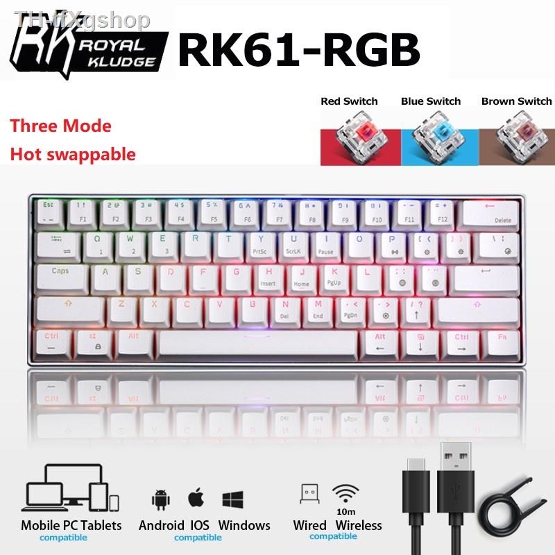 【แป้นพิมพ์】 Royal Kludge RK61 3 Modes bluetooth/2.4G/Wired RGB Light 61 ...