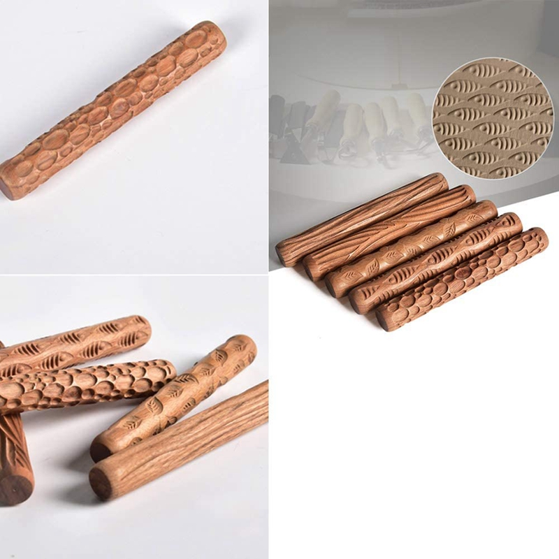 Pottery Tools Wood Hand Rollers for Clay Stamp,Pattern Roller Wooden ...