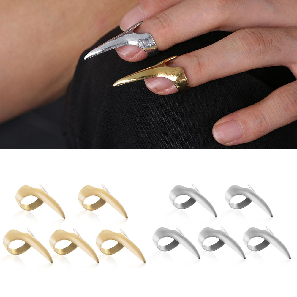 QIEPING 5Pcs Hot Spike Talon Nail Rock Claw Gothic Finger Rings ...