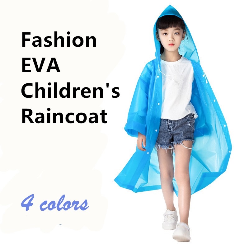 Boy Girl Children Waterproof EVA Transparent Raincoat Kids Hat Clear Rain Coat Outdoor Rainwear ...