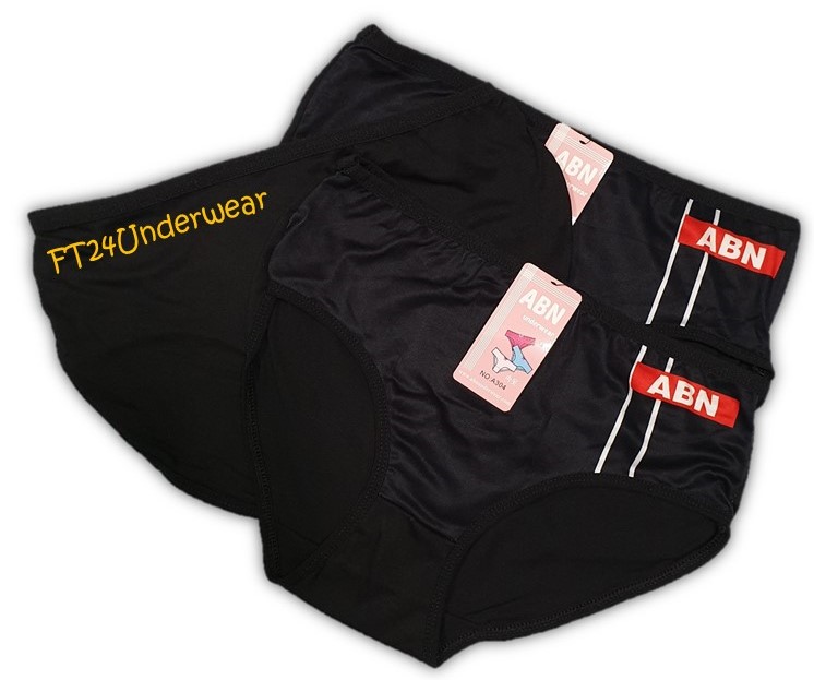 FT24.TH KABN10 กางเกงในยกแพ็ค 10 ตัว สีดำล้วน พิมพ์ ABN ผ้าคอตตอน ผสมสเปนเด็กซ์ อย่างดี ผ้านิ่ม ...