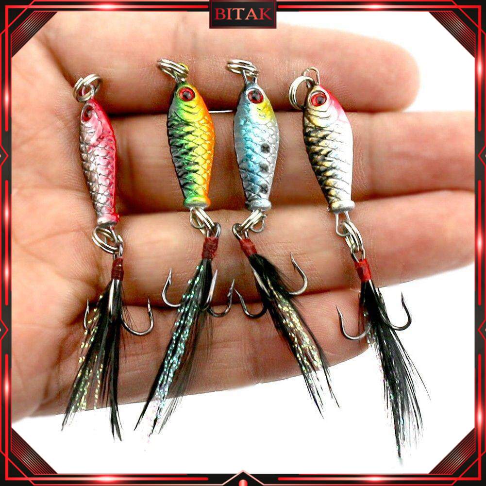 Bitak 4ชิ้นไมโครจิ๊กเหยื่อตกปลาแบบจมช้อนโลหะไมโครJiggingเหยื่อ - Bitak ...