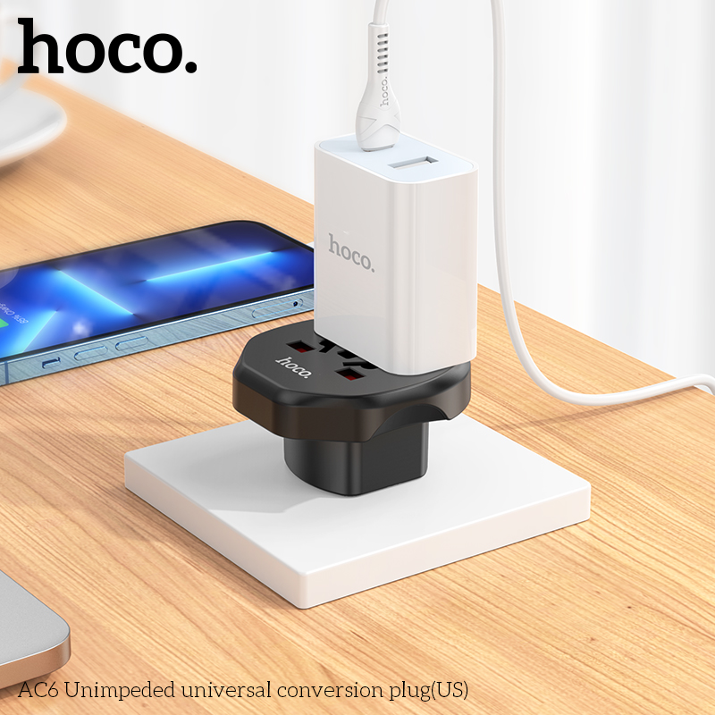 ส่งเร็ว1วัน HOCO AC6 10A 2500W Universal Conversion Adapter Socket EU ...
