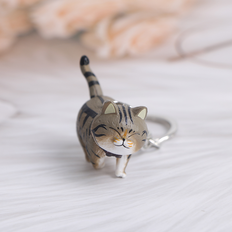 [Up Top] Cute Cartoon Cat Pendant Key Rings Kitten Cat Key Chain Shake ...