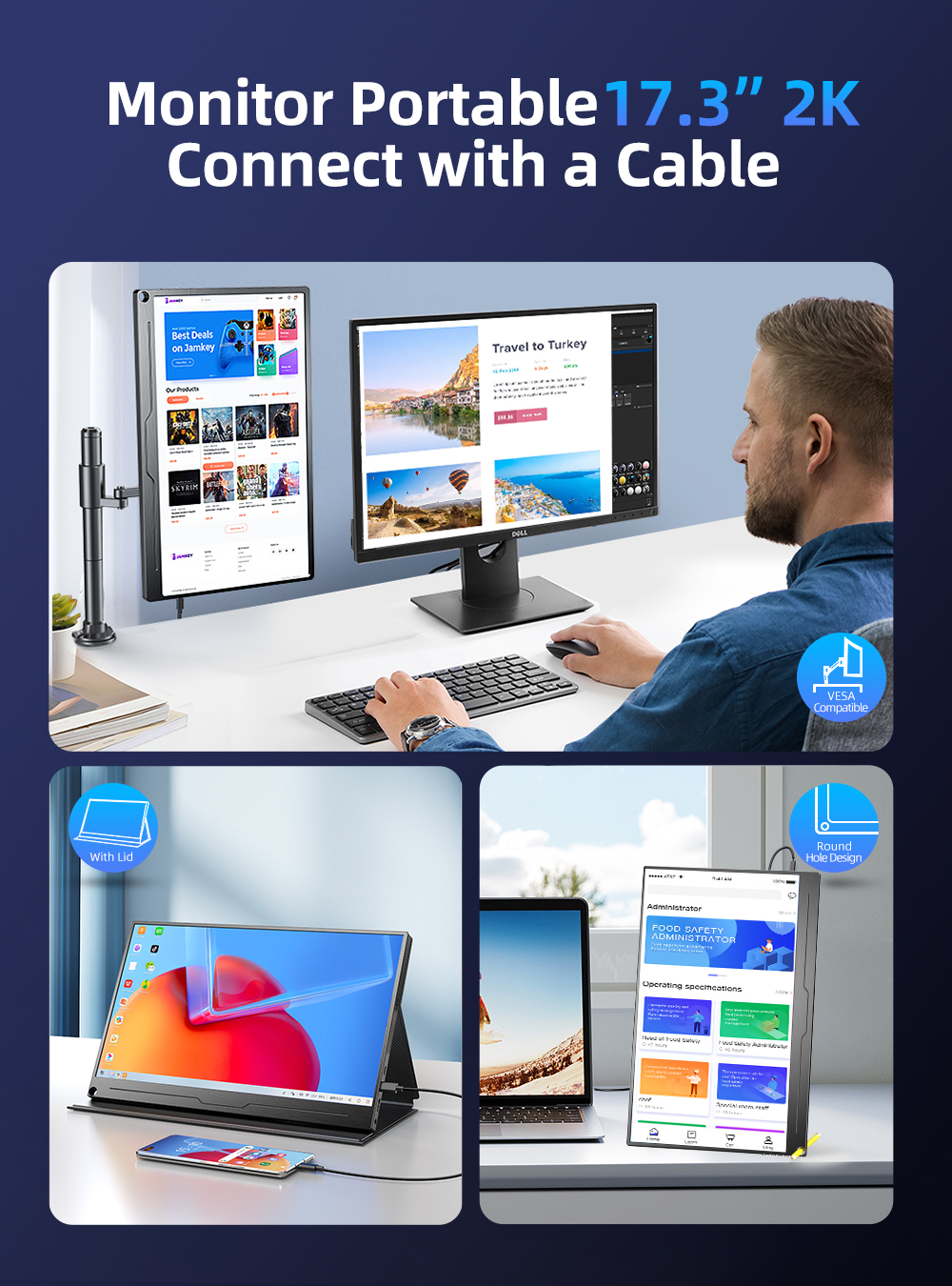 UPERFECT Local delivery 2K Computer monitor 16 inch Portable Monitor ...