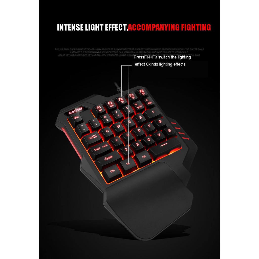 One Handed Mechanical Keyboard Left Hand Game Keypad Game Mouse RGB LED ...