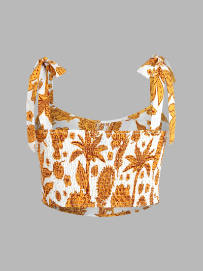 Cider Curve & Plus Boho Tropical & Animal Tie Shoulder Tank Top - Cider ...