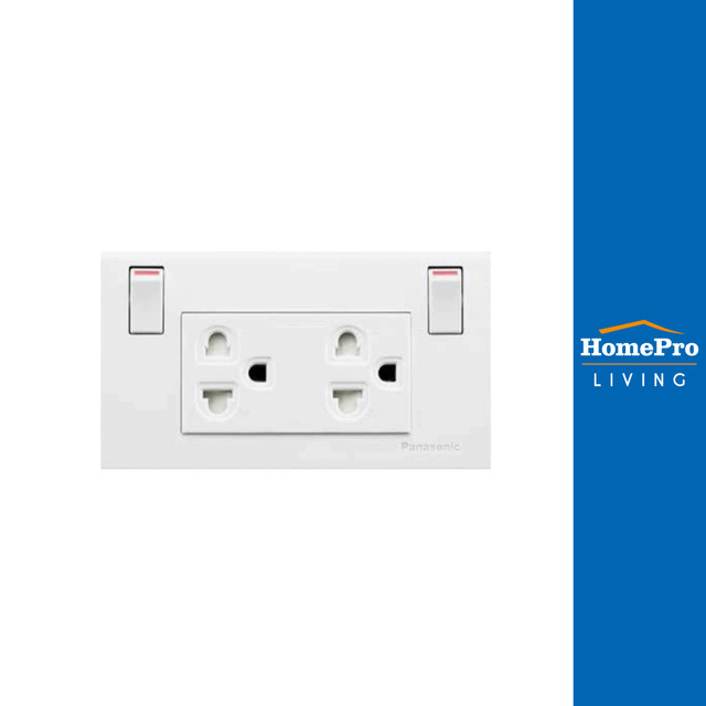 PANASONIC ชุดเต้ารับคู่พร้อมสวิตช์ควบคุม WEGP 1282 สีขาว | Lazada.co.th