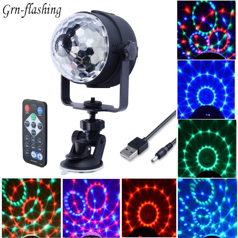 3W USB 5V Mini Disco ball lamp DJ KTV Stage light Wireless IR Remote ...