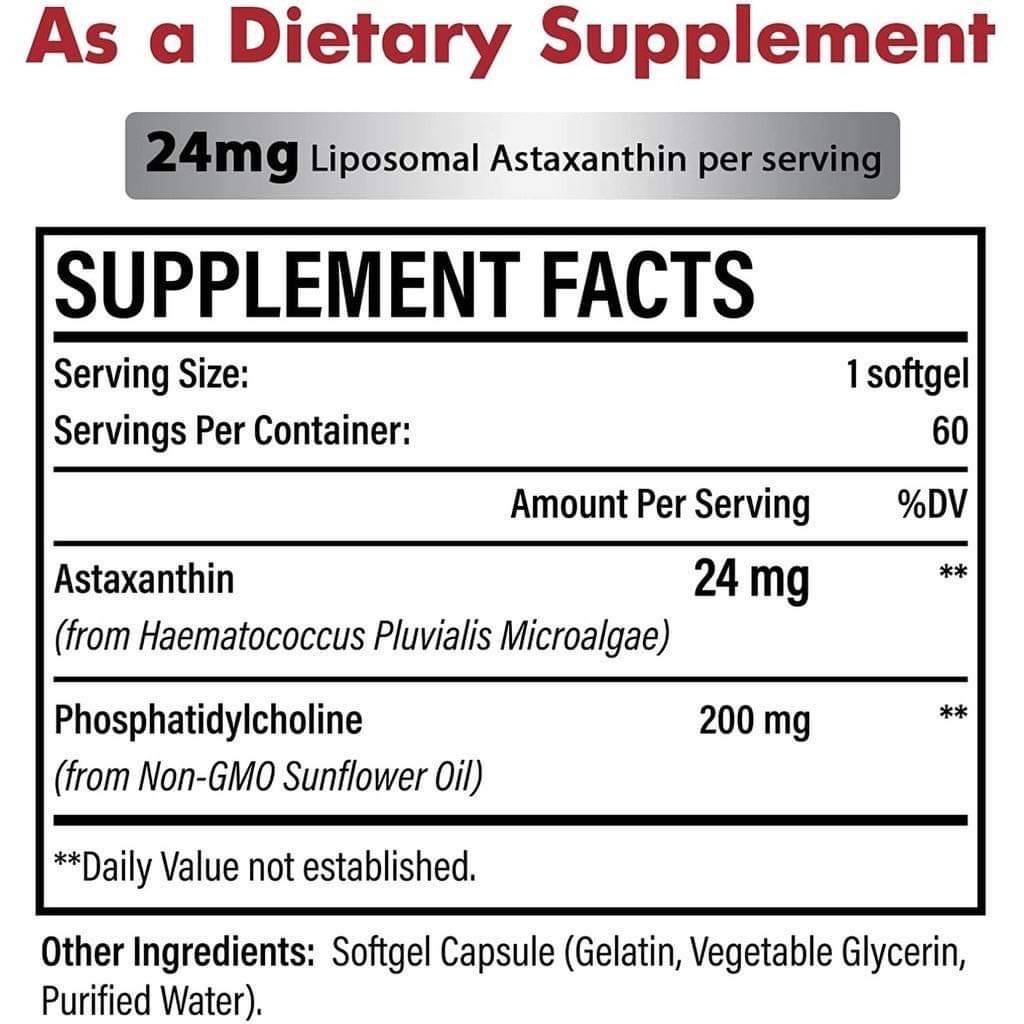 NEW Osasuna Liposomal Astaxanthin 24 MG Supplements 60 Softgels ...