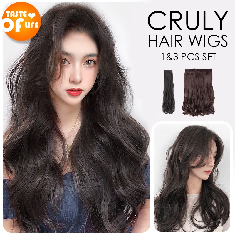 Long Curly Wave Hair Wig 60cm 3PcsSet Hair Wig Clip Invisible Traceless ...