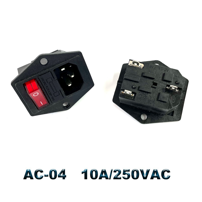 IEC320 C14 Electrical AC Socket 3 pin red LED 250V Rocker Switch 10A ...