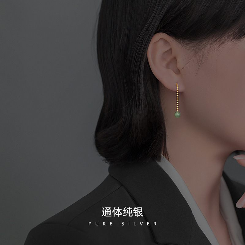 ใต้ต้นไทร s925 สีเงินและเส้นหูผู้หญิงง่ายอารมณ์แฟชั่นต่างหู 2021 ใหม่ต่างหูยาว 48V3 - zvb797 ...