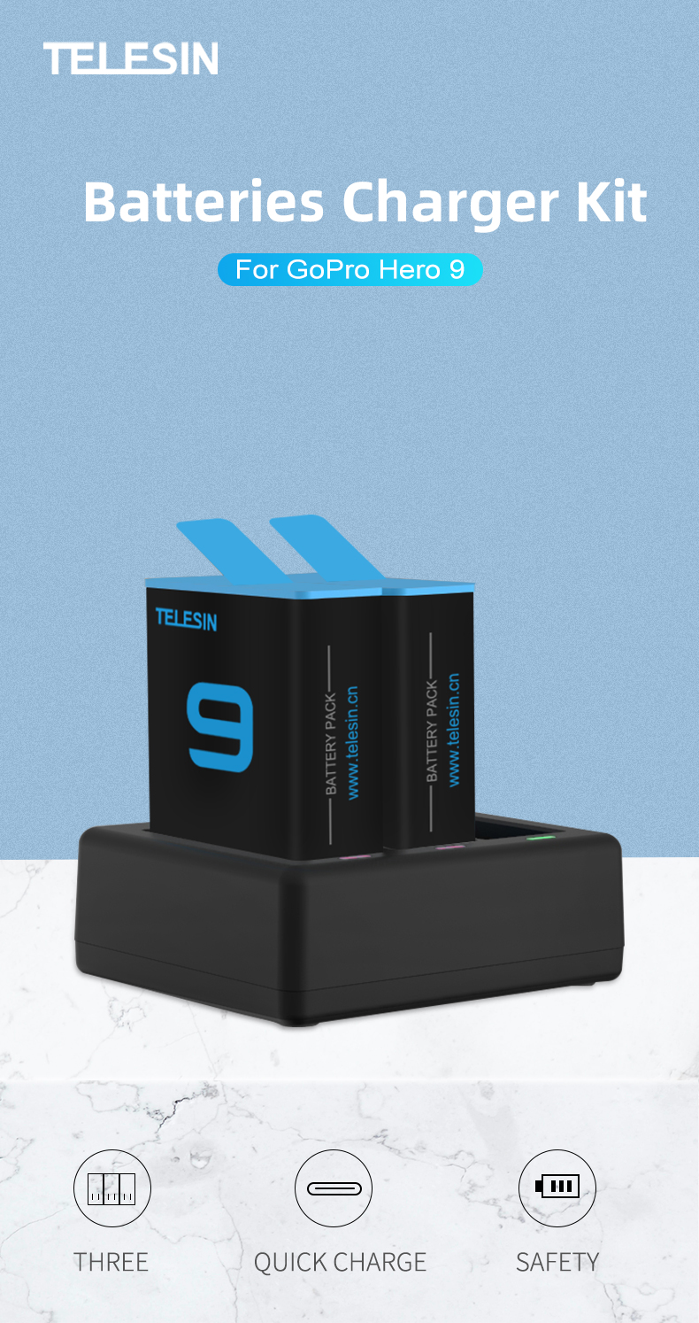 Telesin GoPro Rechargeable Battery for GoPro Hero 10 9 Charger Battery ...