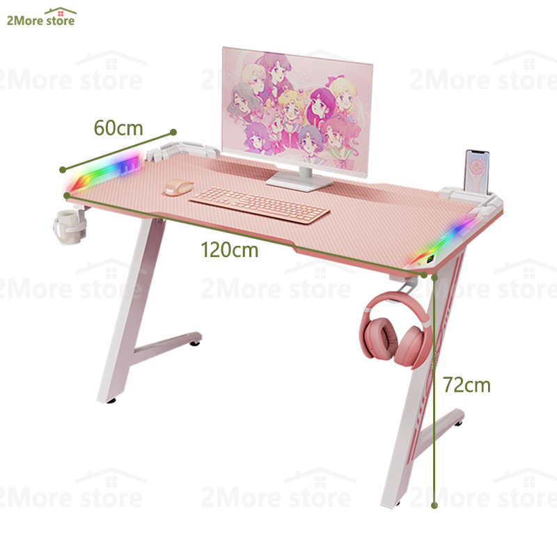 2MoreStore สีชมพู โตะคอมพิวเตอร์ โต๊ะเกมมิ่ง Pink gaming table โต๊ะ โต ...