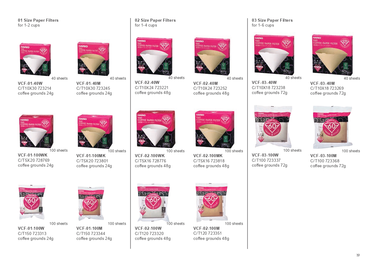 กระดาษกรอง Hario 02 HARIO V60 Paper Filter 100 Sheets (VCF-02-100M030 ...