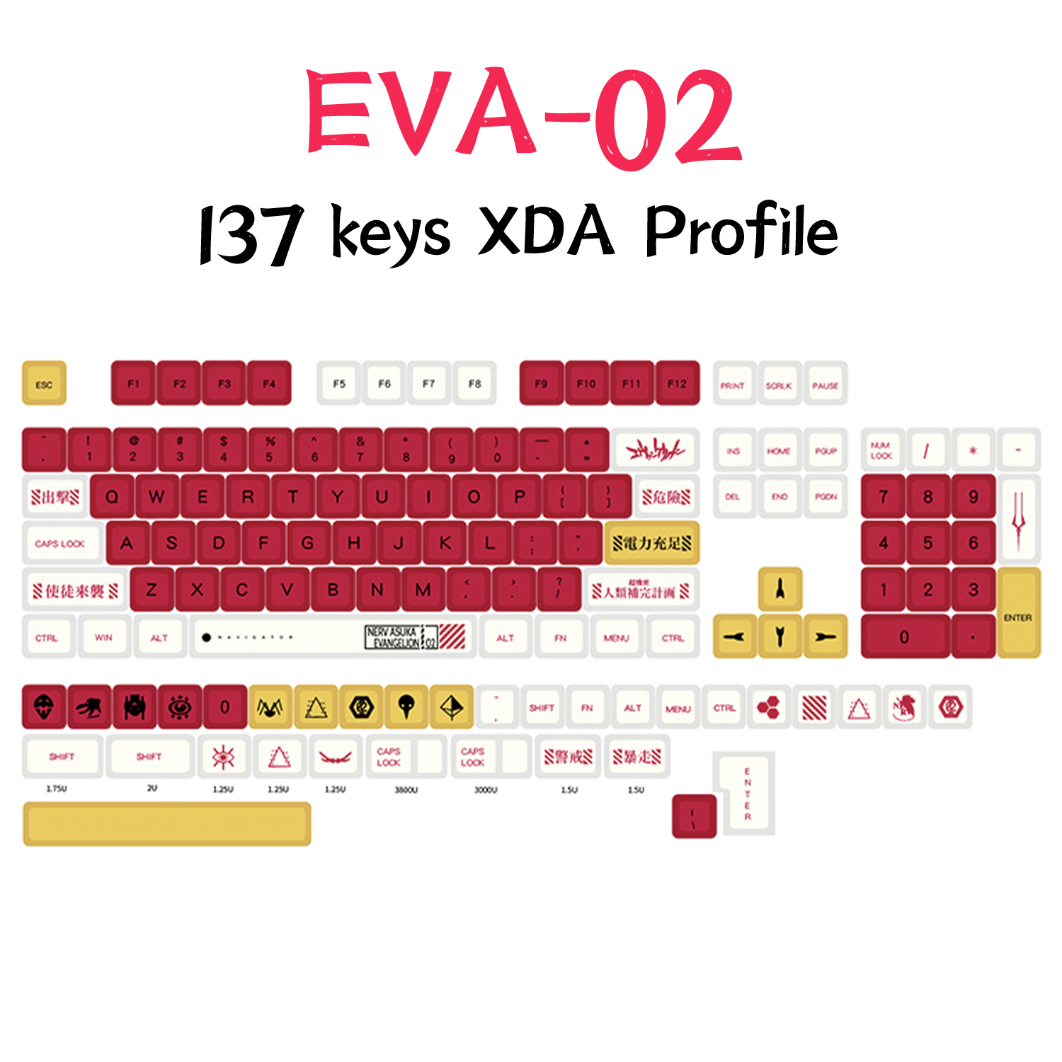 EVA-02 Keycap XDA โปรไฟล์137คีย์ PBT Dye Sub Keycaps น่ารัก Miaomiao ...