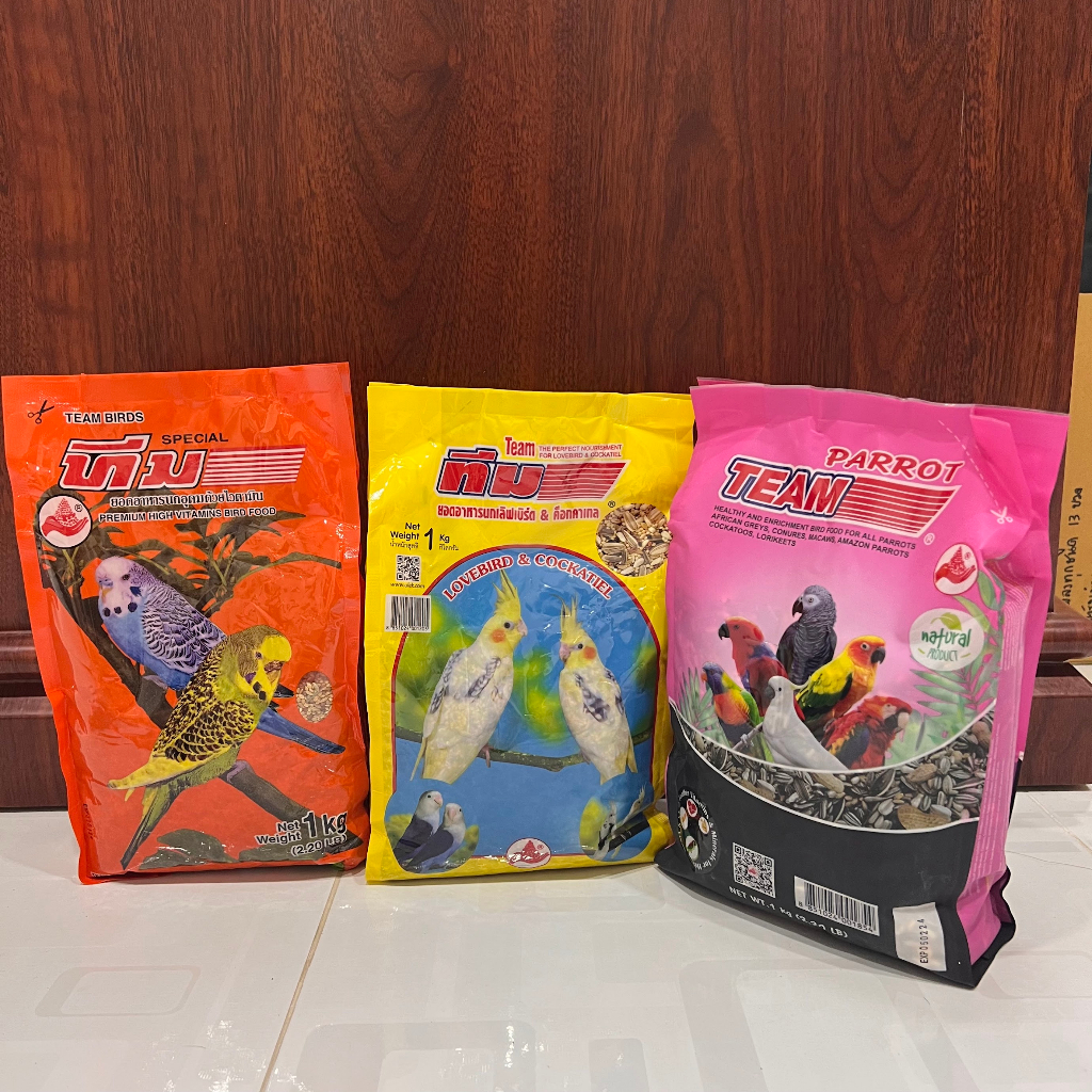 TEAM PARROT อาหารนกแก้วขนาดกลาง - ใหญ่ (ถุงแพ็คเก็จ 1KG) - RaknongCafe ...