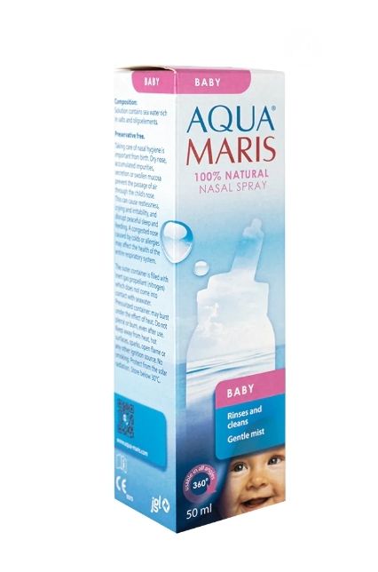 Aqua Maris Baby spray 50ml อะควา มาริส เบบี้ สเปรย์ 50มล น้ำเกลือล้างจมูก สูตรอ่อนโยน สำหรับเด็ก ...