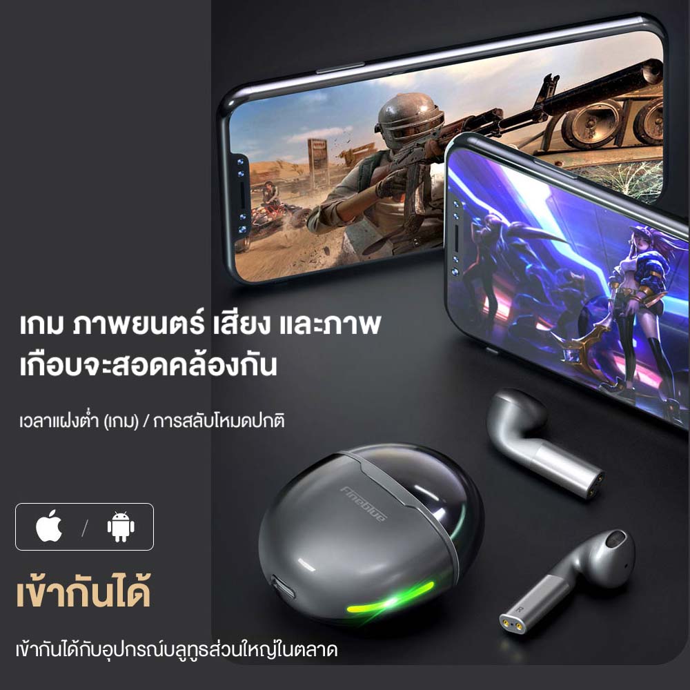 หูฟังบลูทูธไร้สายTWSรุ่น Fineblue F-22 Pro,หูฟังเอียร์บัดทรงสปอร์ตกัน ...