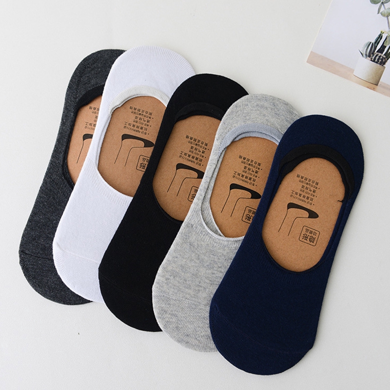 Fashion Men Boat Socks Summer Autumn Non-slip Silicone Invisible Cotton ...