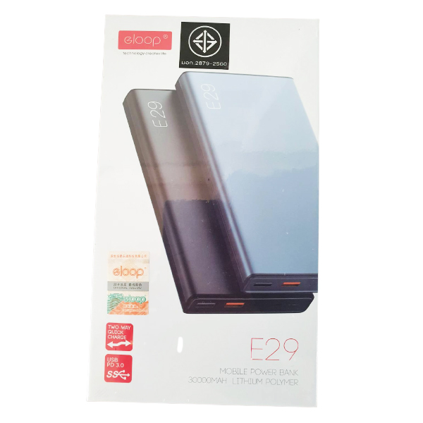 Eloop E29 Power Bank แบตสำรอง ขนาด 30000 mAh ของแท้ 100 ร้านค้ามีสต๊อกของตัวเองพร้อมส่งได้ทันที ...
