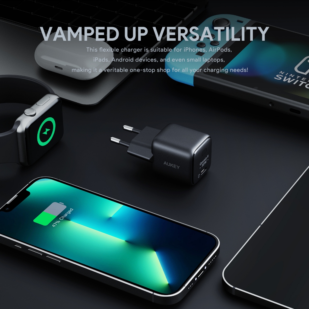 ชุดชาร์จเร็วไอโฟน 16 AUKEY PA-B1L CB-NCC หัวชาร์จเร็ว 30W Omnia II ...