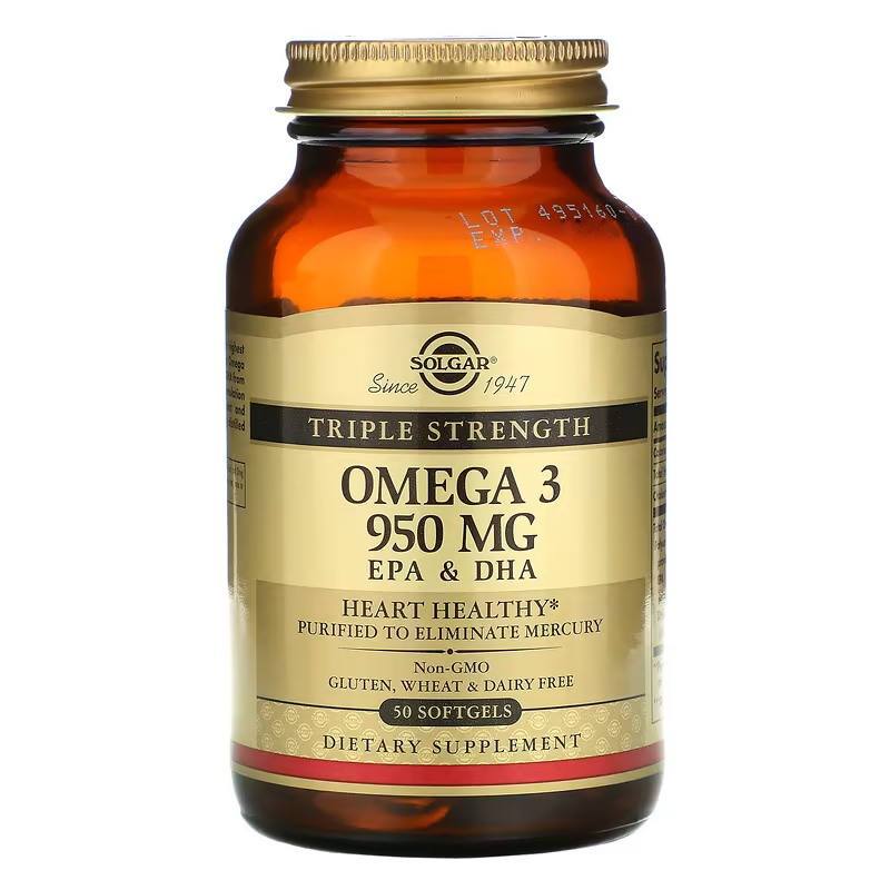 Solgar Triple Strength Omega-3 EPA & DHA Triple Strength 950 mg ...