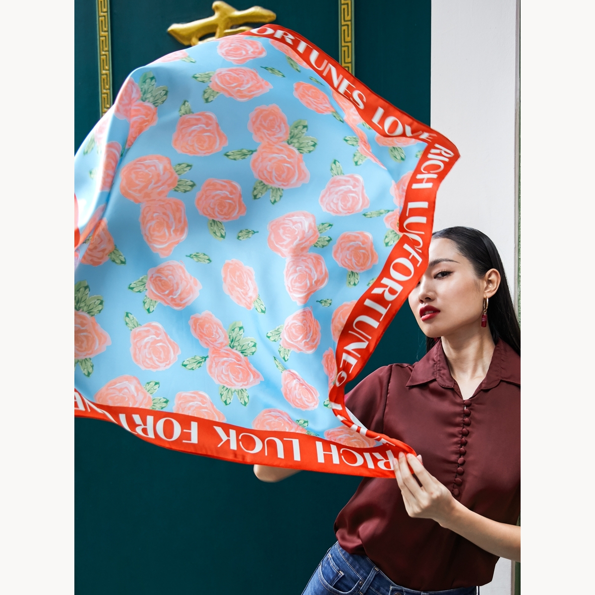 Pomelo Color Block Hair Scarf ผ้าพันคอ ผู้หญิง - Pomelo - ThaiPick