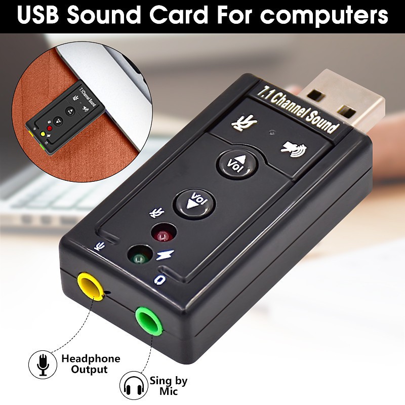 USB Sound Card Audio Adapter External Laptop Device PC Notebook - Beam ...