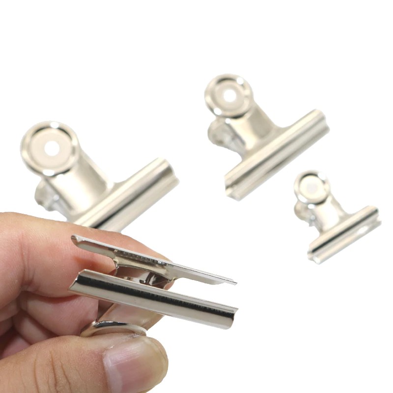 Round Metal Grip Clips Silver Bulldog Clip Ticket Stationery Bills Clip ...