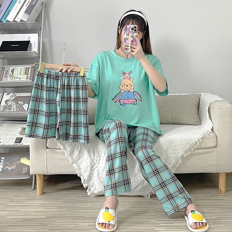 ใหม่ ???????? พร้อมส่ง ES2020 ชุดนอนเซต 3 ชิ้น ผ้าเด้ง กางเกงขาสั้น กางเกงขายาว ผู้หญิง สไตล์ ...