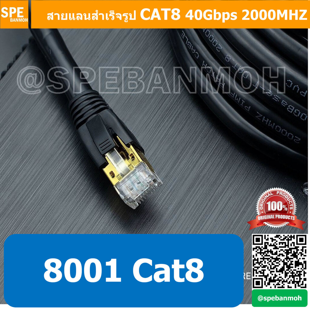 Glink Cat8 NO.8001 GLINK สายแลนสำเร็จรูป Cat8 สายแลน 40Gbps 2000MHZ Lan ...