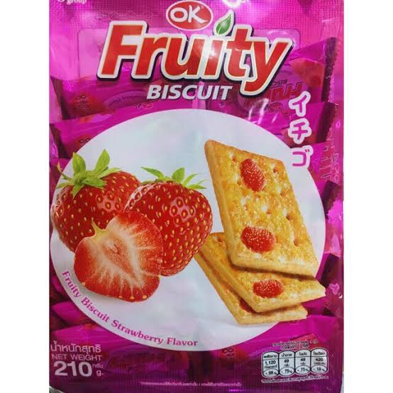 OK Fruity Biscuit strawberry flavor โอเค ฟรุ๊ตตี้ บิสกิต รสสตรอว์เบอร์ ...