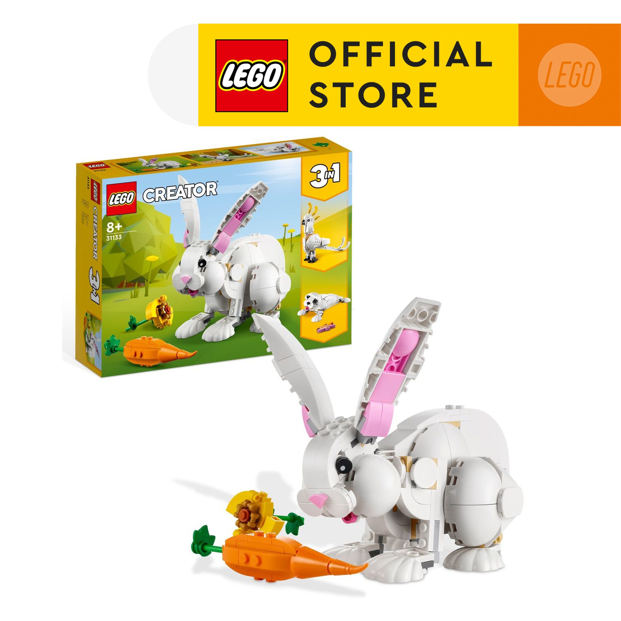 LEGO Creator 3in1 31133 White Rabbit Building Toy Set (258 Pieces ...