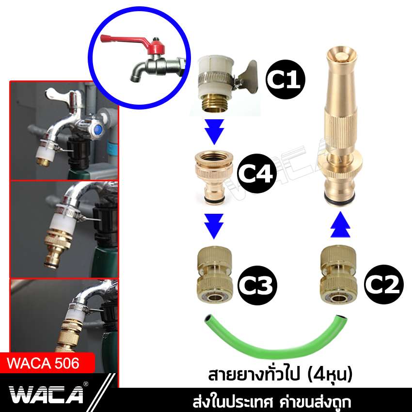 NEW WACA 506 หัวฉีดน้ำแรงดันสูง ปืนฉีดน้ำกลางแจ้งแรงดันสูง (1ชิ้น) ที่ฉีดน้ำ หัวฉีดน้ำ ปืนฉีดน้ำ ...