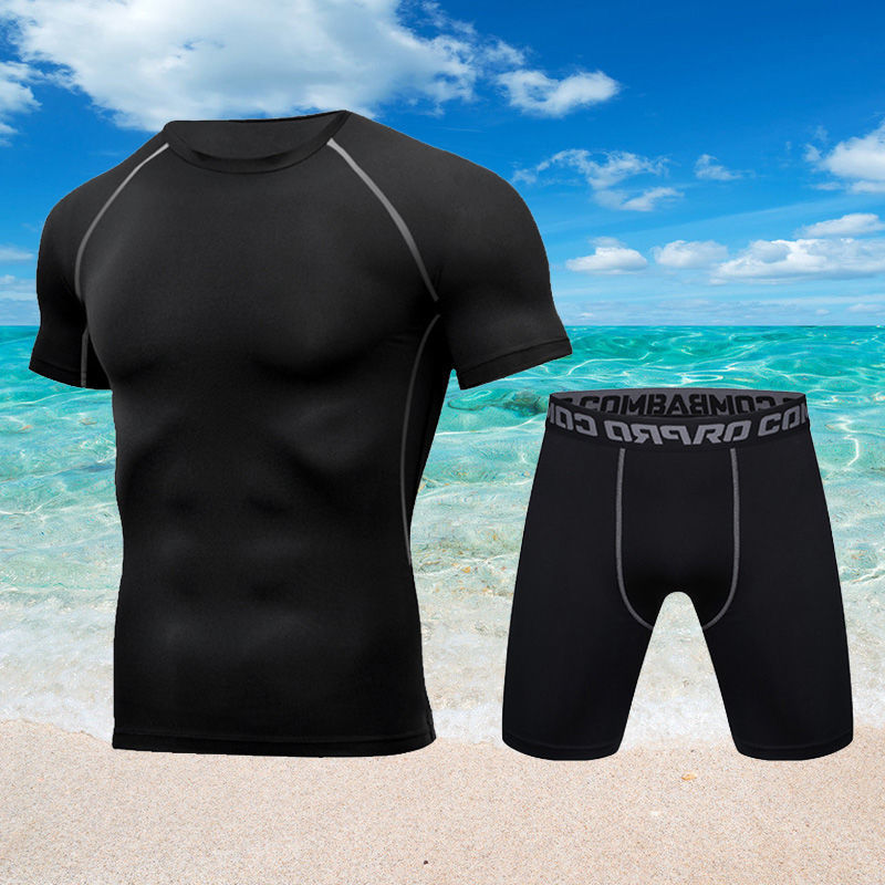 Swimsuit men's tops short-sleeved long-sleeved men's swimming trunks ...
